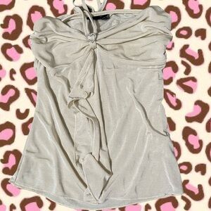 Tops | Cream Halter Top With Diamond Heart | Poshmark